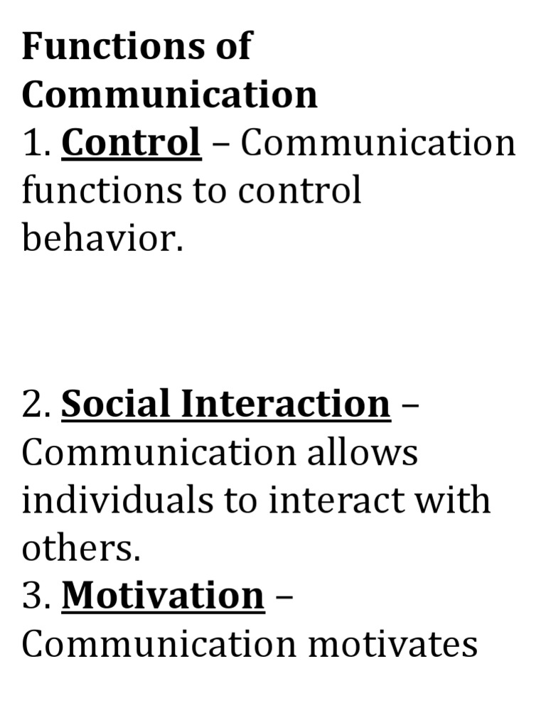 Functions of Communication | PDF