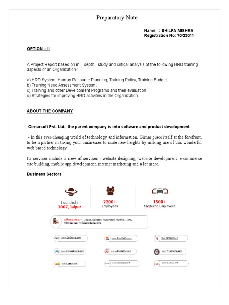 Preparatory Note | PDF | Employment | Human Resources