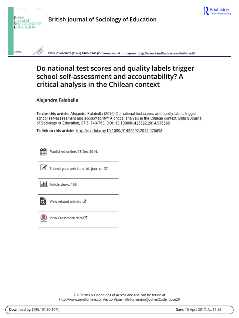 Do National Test Scores and Quality Labels Trigger School Self ...