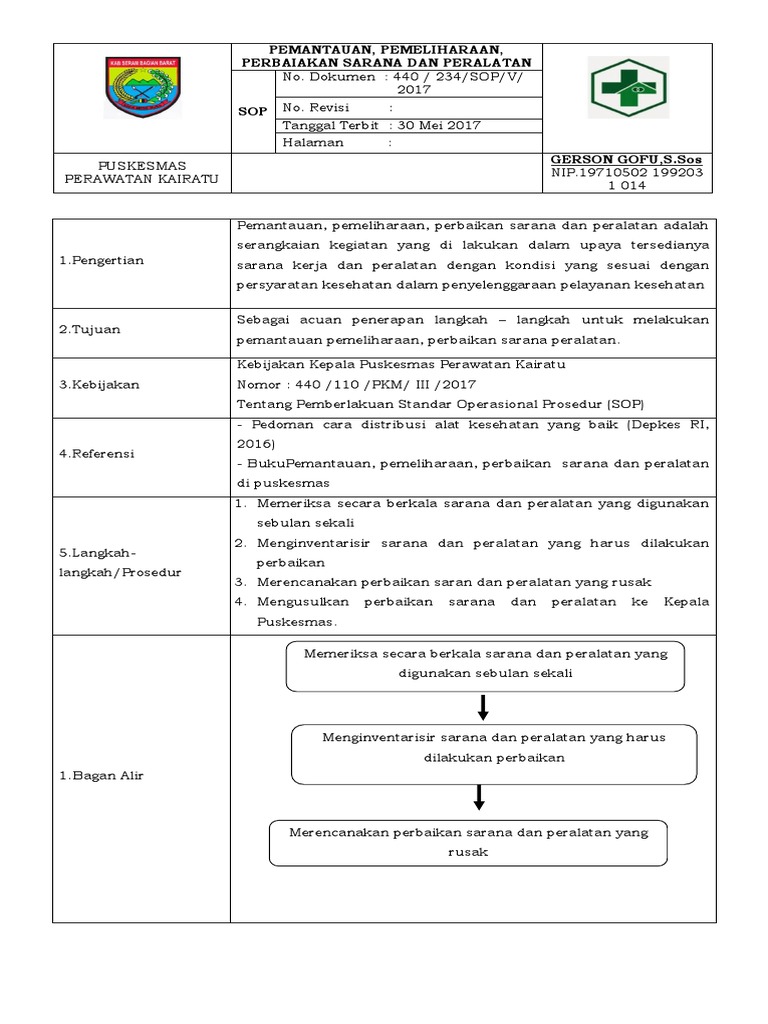 Ep 4 Sop Pemantauan, Pemeliharaan, Perbaikan Sarana Dan Peralatan | PDF