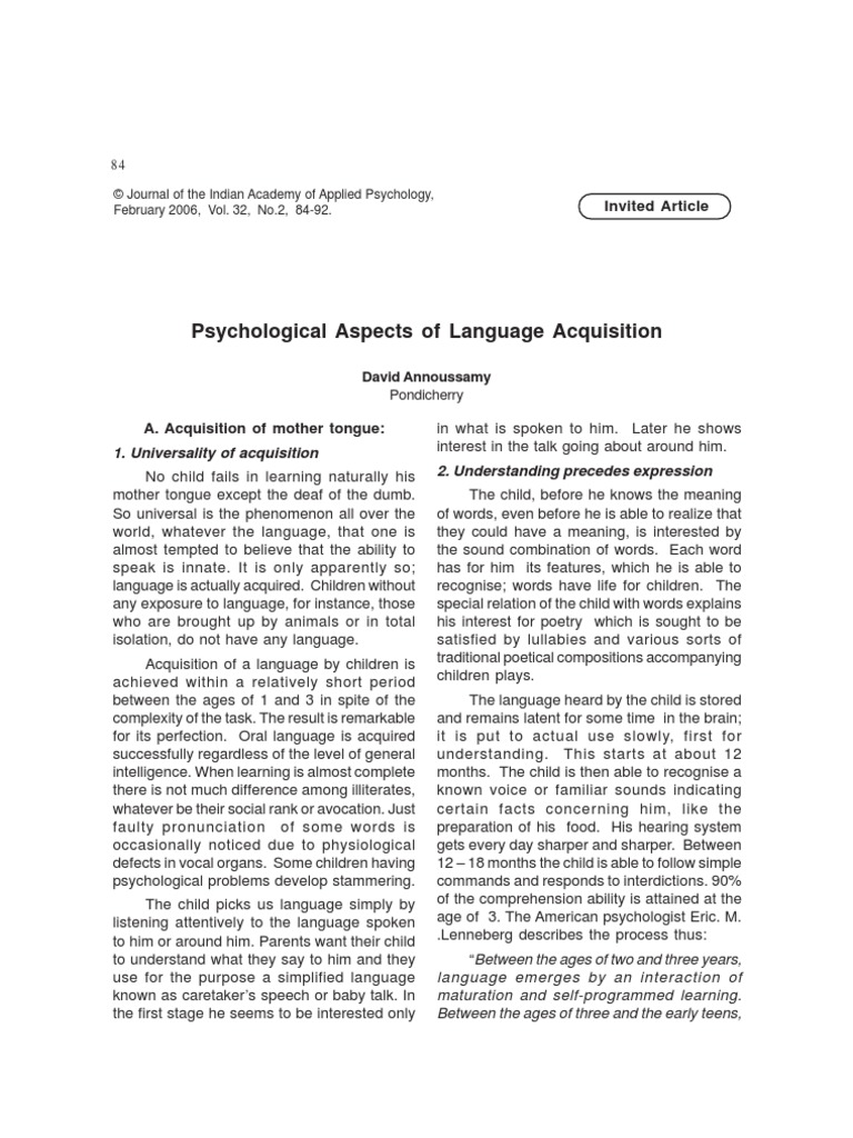Psychology of Learning A Language | PDF | Language Acquisition | Second ...