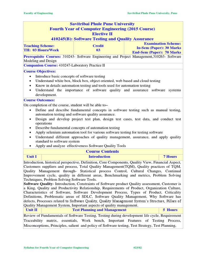 Sppu Be Computer 2015 Stqa | PDF | Software Quality | Software Testing