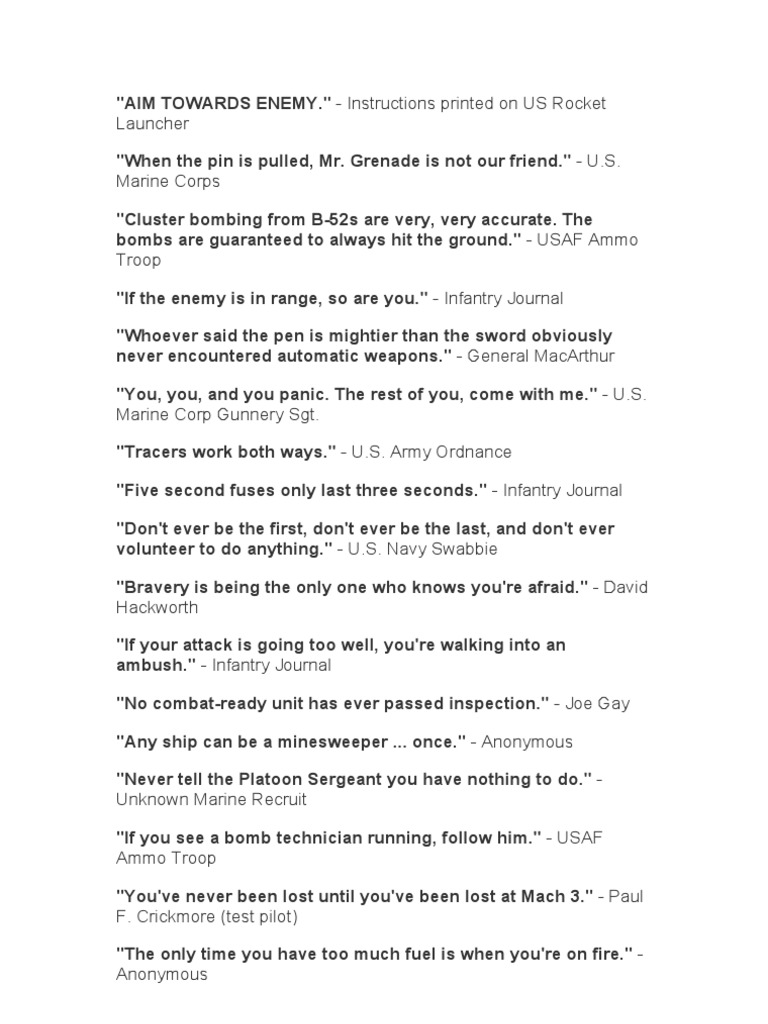 Military Wisdom: Humorous Quotes | PDF | Sergeant | United States ...