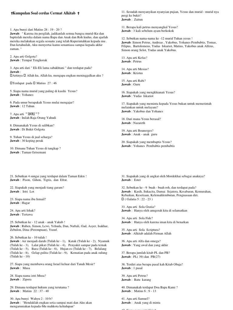 Kumpulan Soal Cerdas Cermat Alkitab | PDF