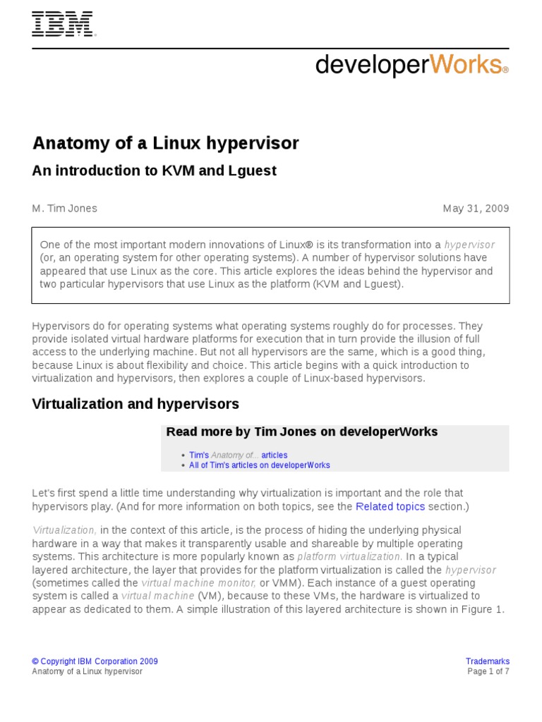 Anatomy of A Linux Hypervisor: An Introduction To KVM and Lguest | PDF | Virtual Machine ...