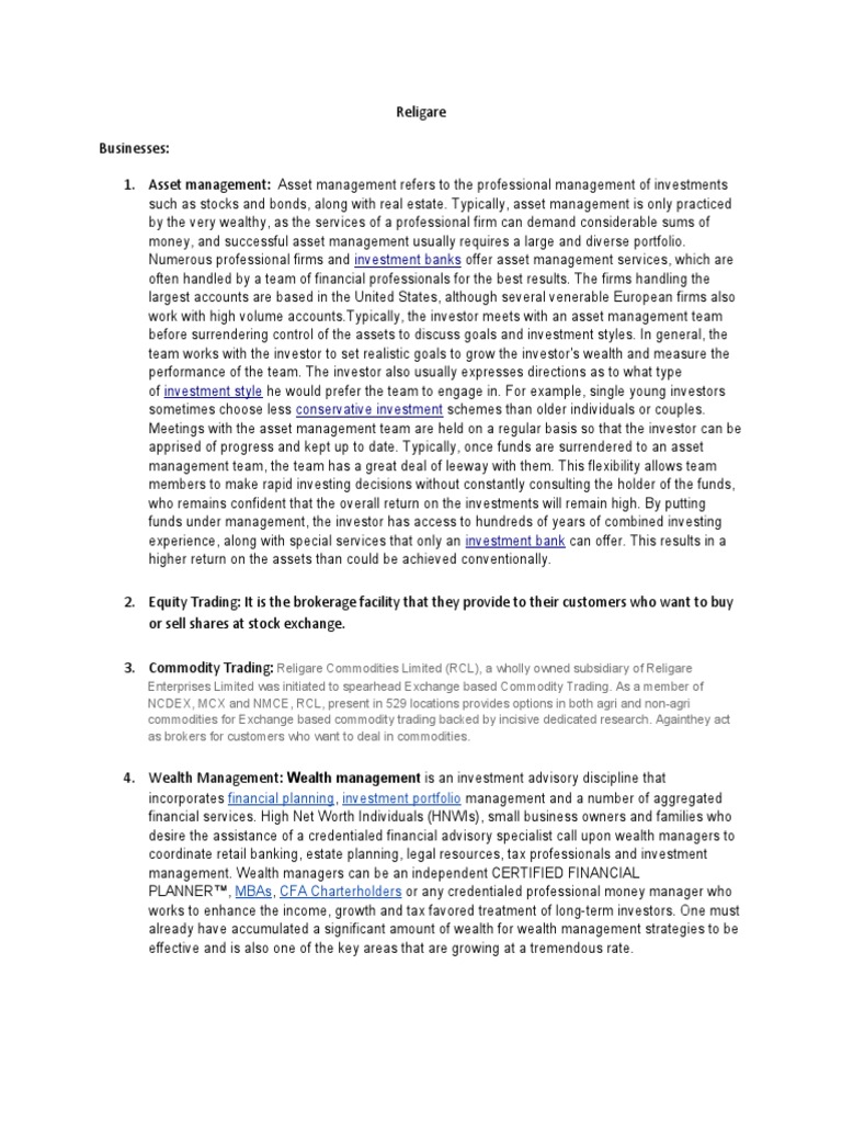 Religare | PDF | Investment Management | Investing
