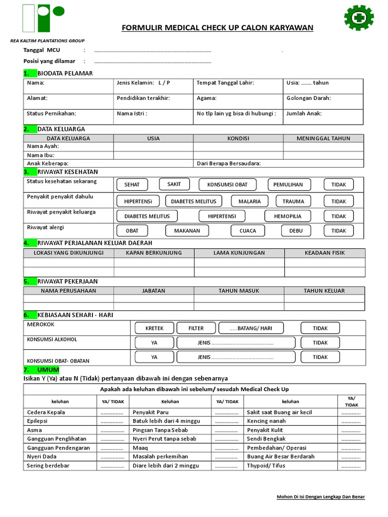 Form Mcu Baru Rea | PDF