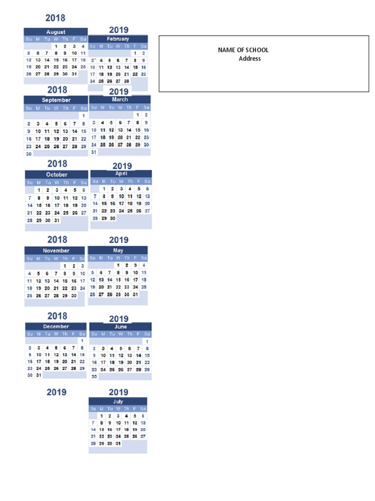 2018-2019 Academic Calendar Overview | PDF