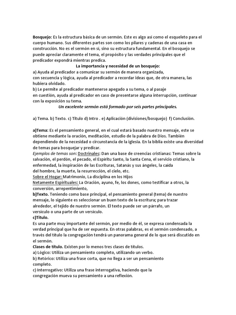 Como Preparar Un Bosquejo Para Predicar
