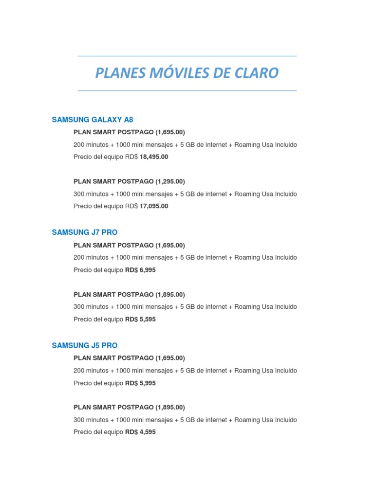Planes de Altice y Claro | PDF | Itinerancia | Aplicación movil