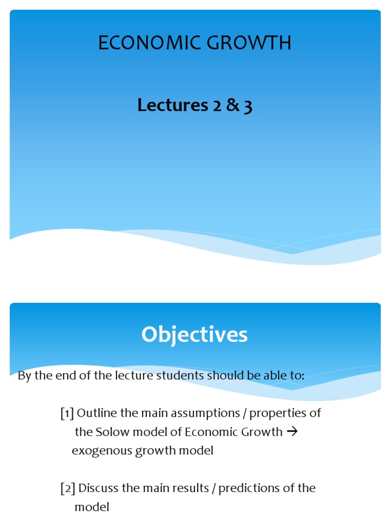 Economic Growth: Lectures 2 & 3 | PDF | Production Function | Economic ...