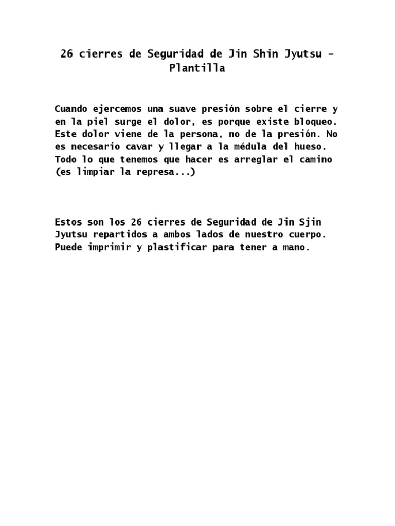 26 Cierres de Seguridad de Jin Shin Jyutsu | PDF