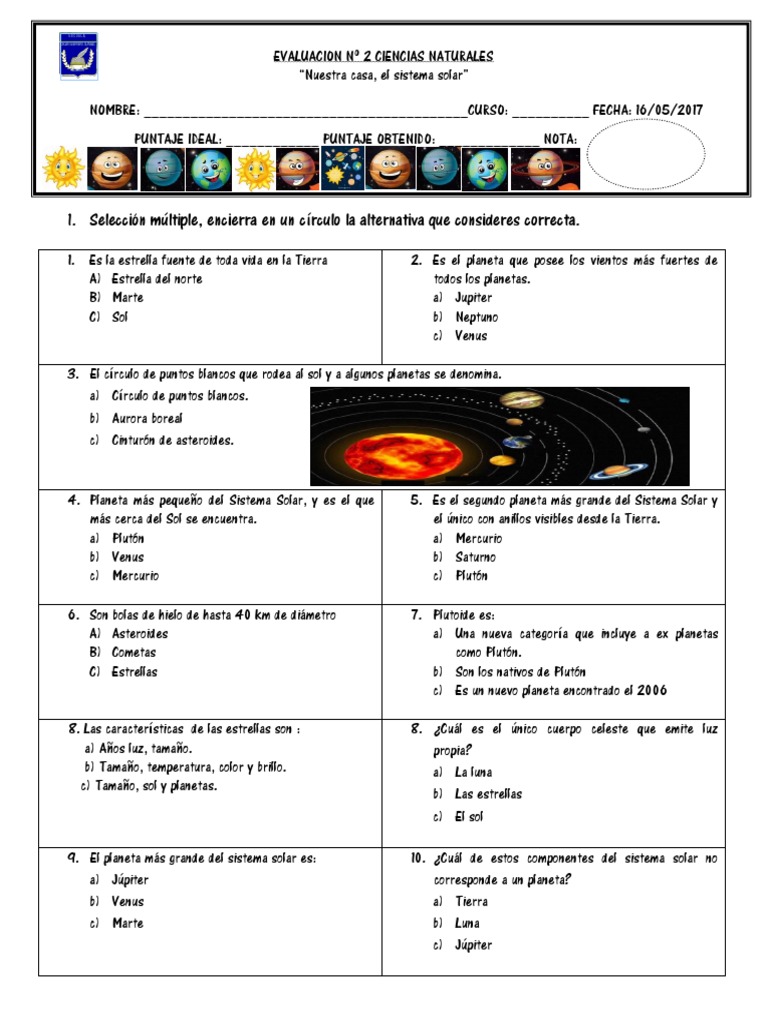 Cuestionario Sobre El Sistema Solar Cuestionarios Científicos Abc Science