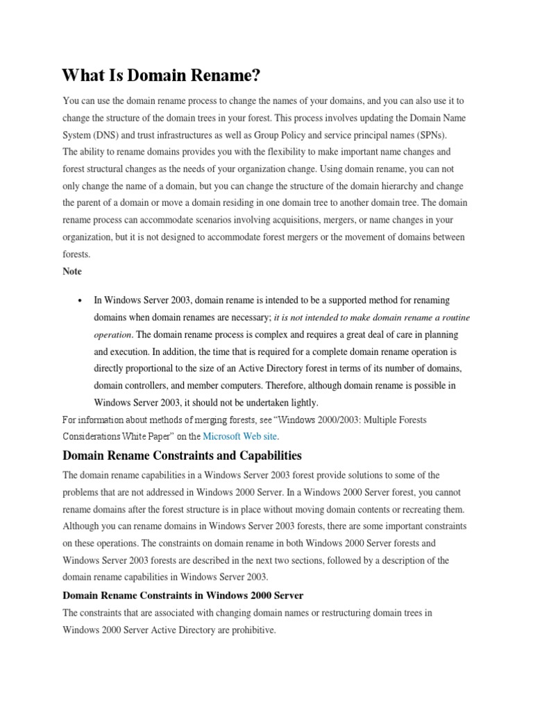 What Is Domain Rename | PDF | Active Directory | Domain Name System