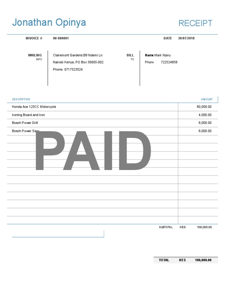 Simple Receipt | PDF | Receipt | Invoice
