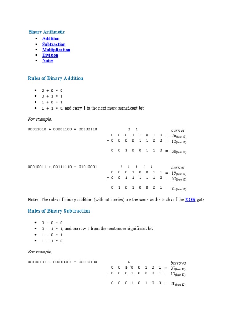 Binary Arithmetic | PDF | Byte | Decimal