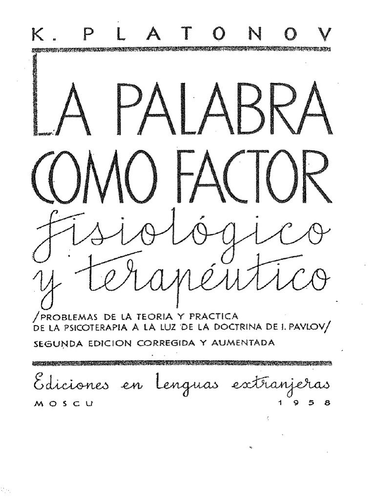 La Palabra Como Factor Fisiologico y Terapeutico | PDF | Psicología ...