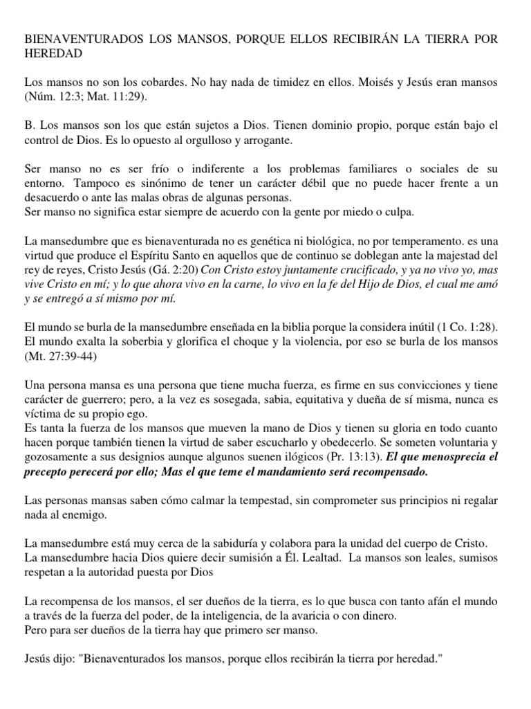Bienaventurados Los Mansos | PDF | Cristo (título) | Biblia