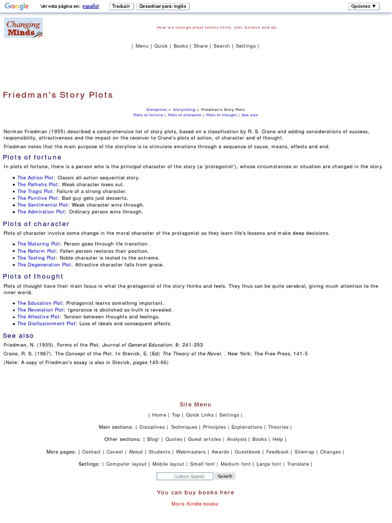 Friedman's Story Plots | PDF | Plot (Narrative) | Storytelling