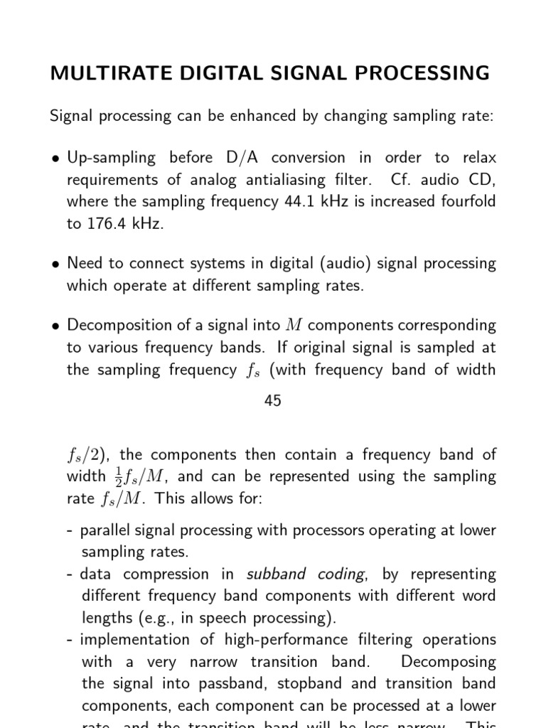 Multirate Digital Signal Processing: - Up-Sampling Before D/A ...