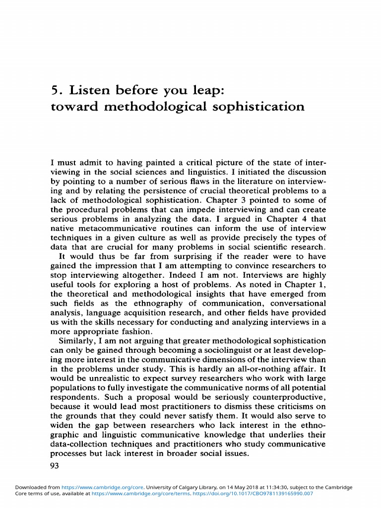 Listen Before You Leap: Toward Methodological Sophistication | PDF ...