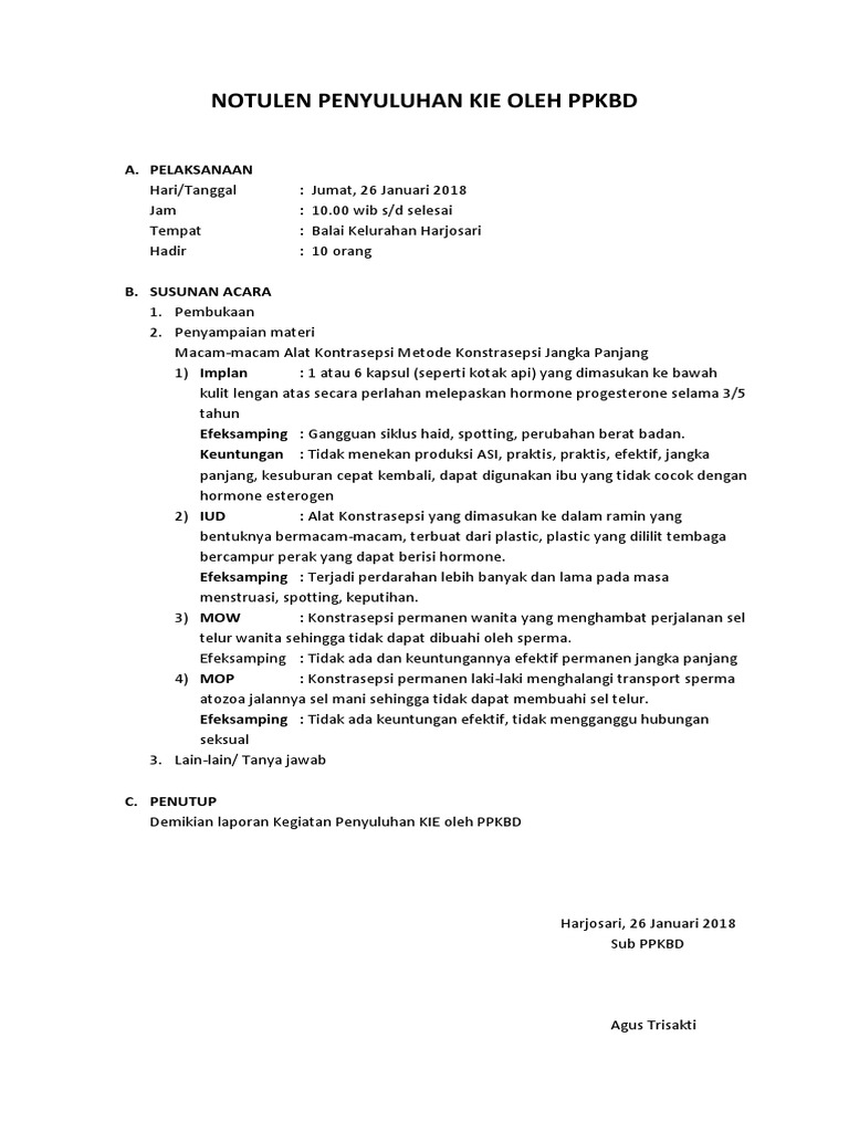 Notulen Penyuluhan KIE PPKBD 2018 | PDF