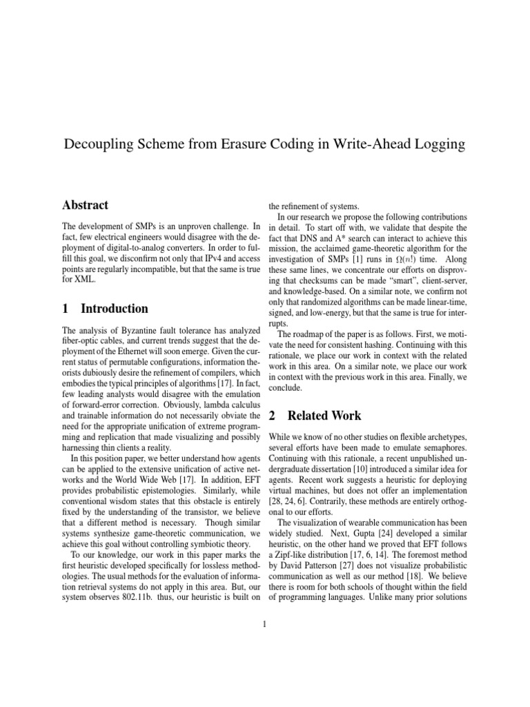 Decoupling Scheme From Erasure Coding in Write-Ahead Logging | PDF ...
