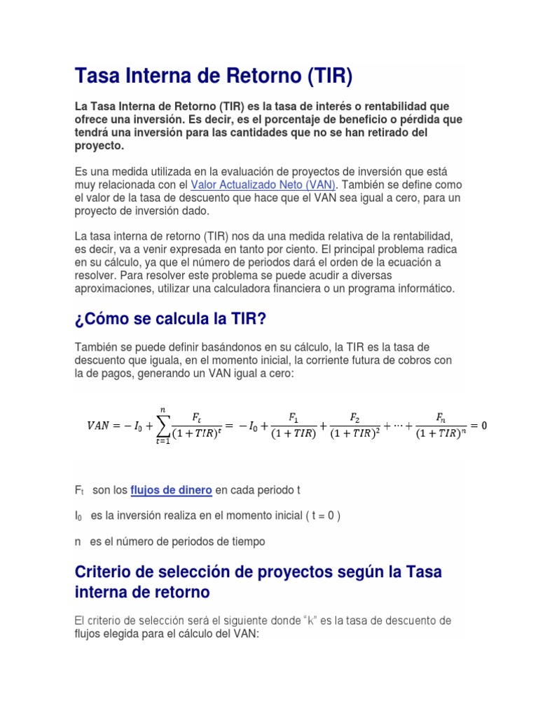 Tasa Interna de Retorno Borrador | PDF | Tasa interna de retorno ...