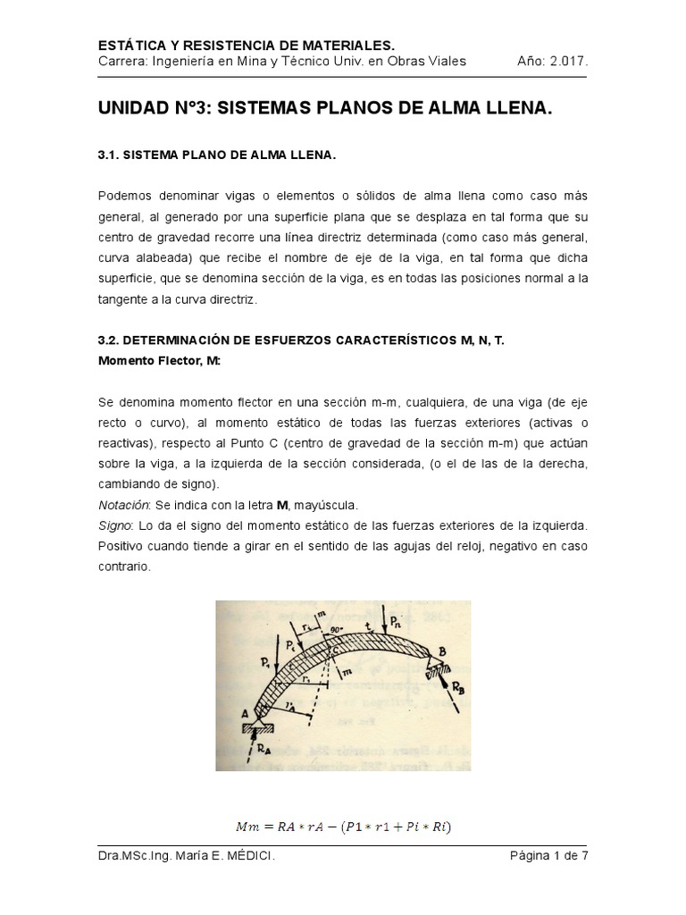 Unidad 3. Sistemas Planos de Alma LLena | PDF | Resistencia de ...