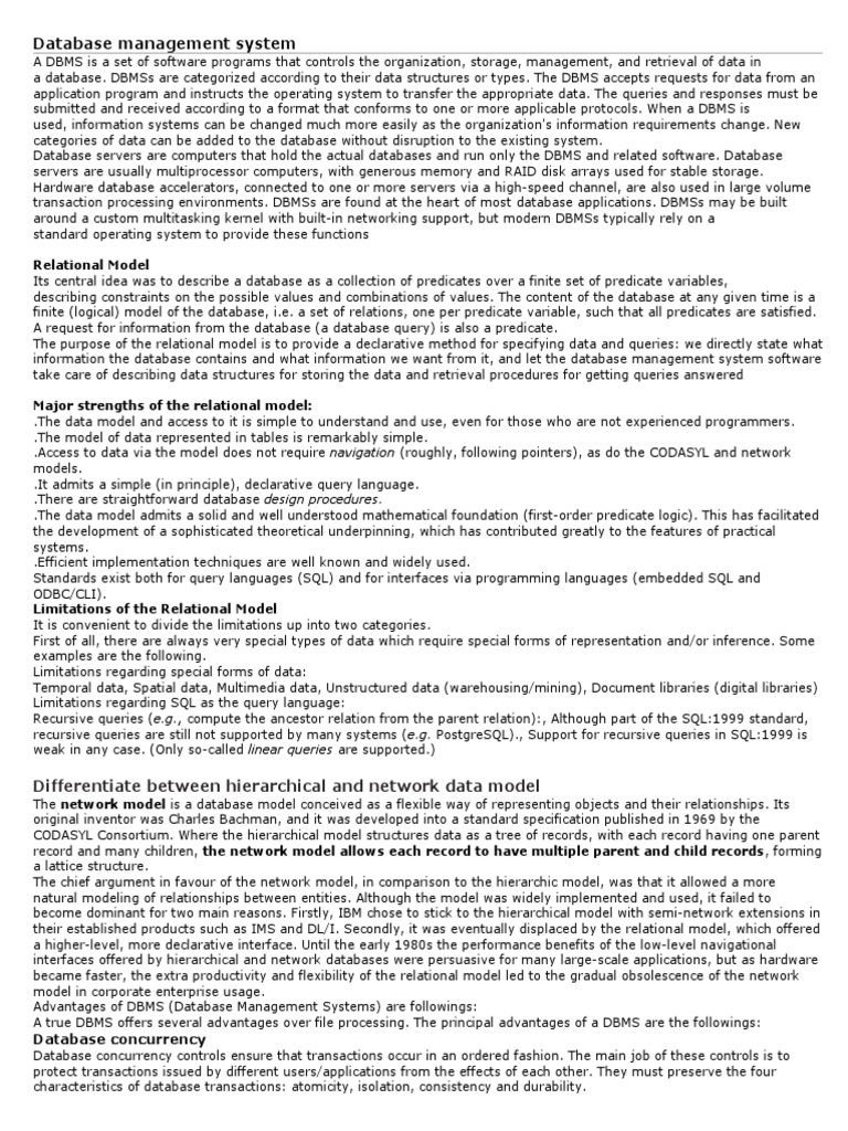 Database Management System | PDF | Databases | Class (Computer Programming)