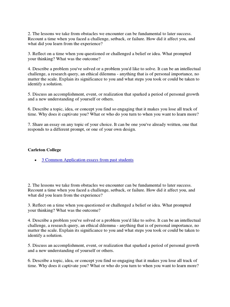 Carleton College: 3 Common Application Essays From Past Students ...