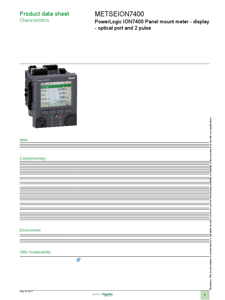 PowerLogic ION7400 - METSEION7400 | PDF
