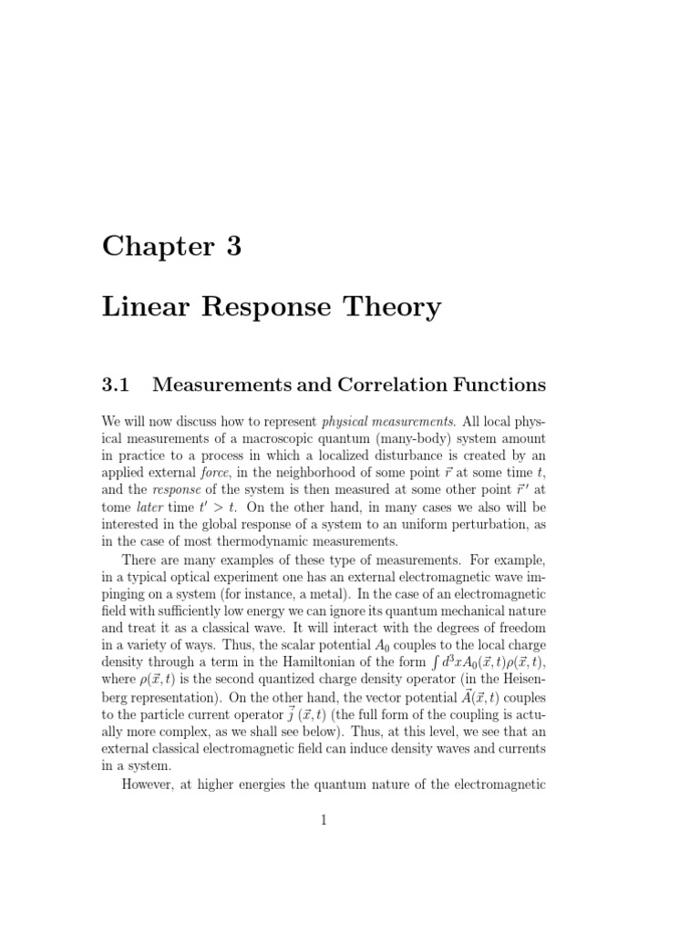 Linear Response Theory: 3.1 Measurements and Correlation Functions ...