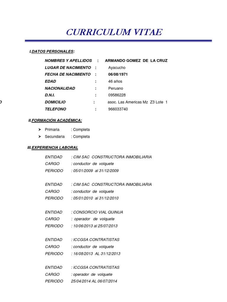 Curriculum Vitae Armando