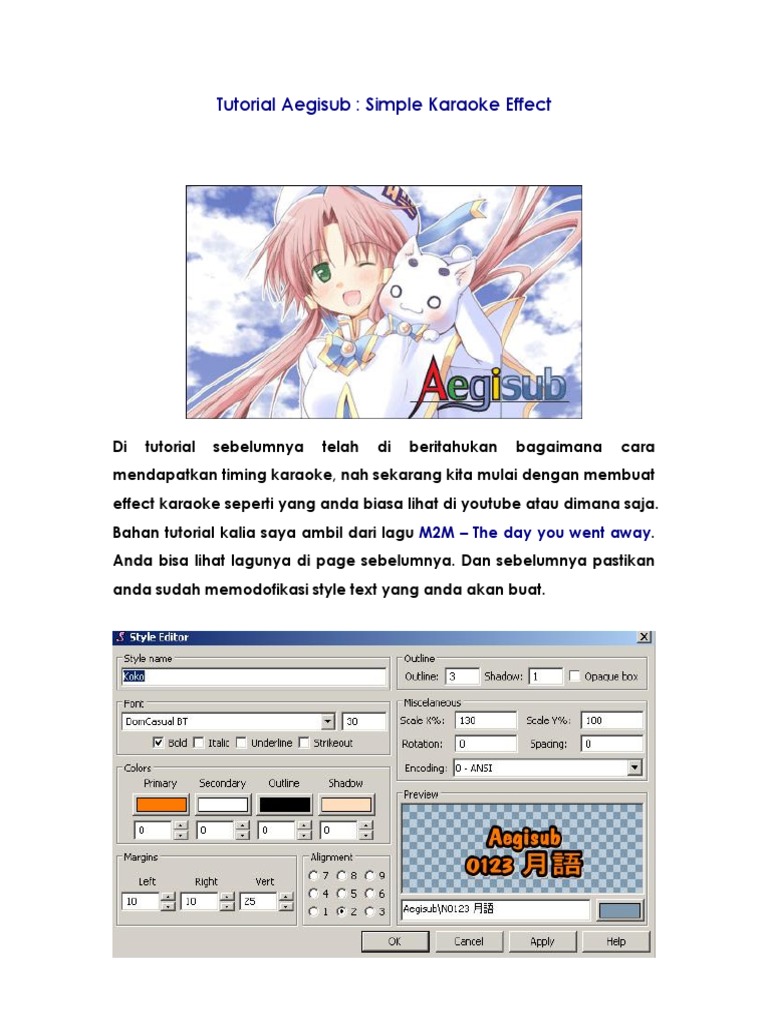 Aegisub Simple Karaoke Effect | PDF