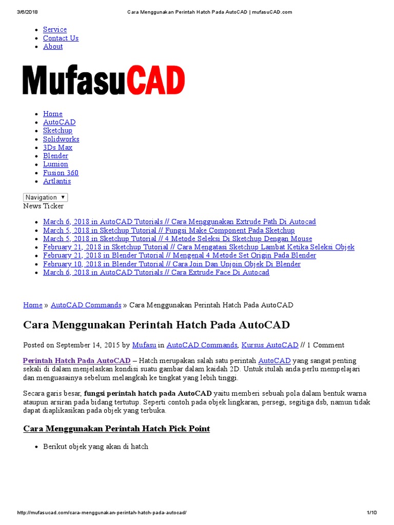 Cara Menggunakan Perintah Hatch Pada AutoCAD | PDF