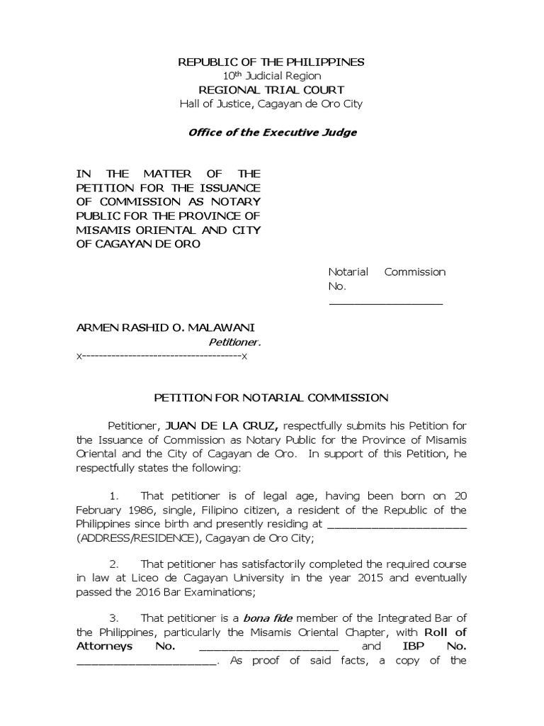 Petition For Notarial Commission | Download Free PDF | Notary Public ...