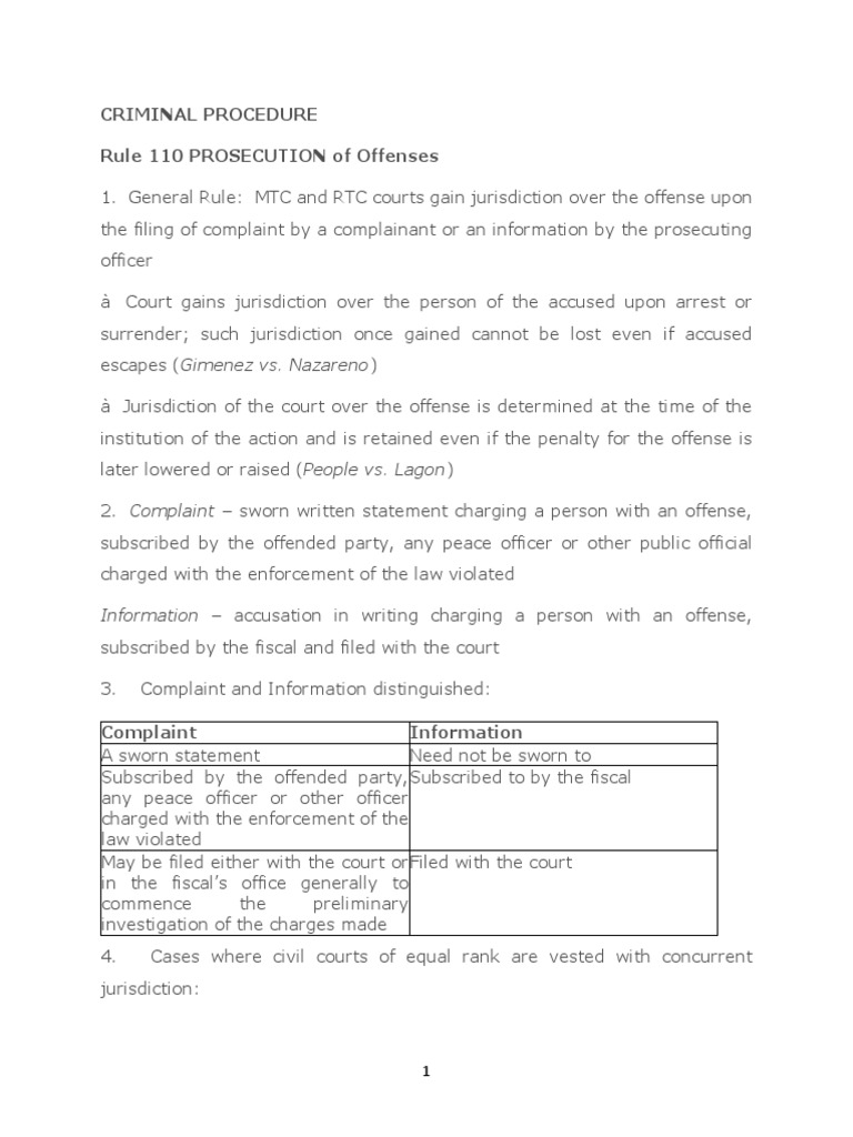 Criminal Procedure Rule 110 Summary | PDF | Statute Of Limitations ...