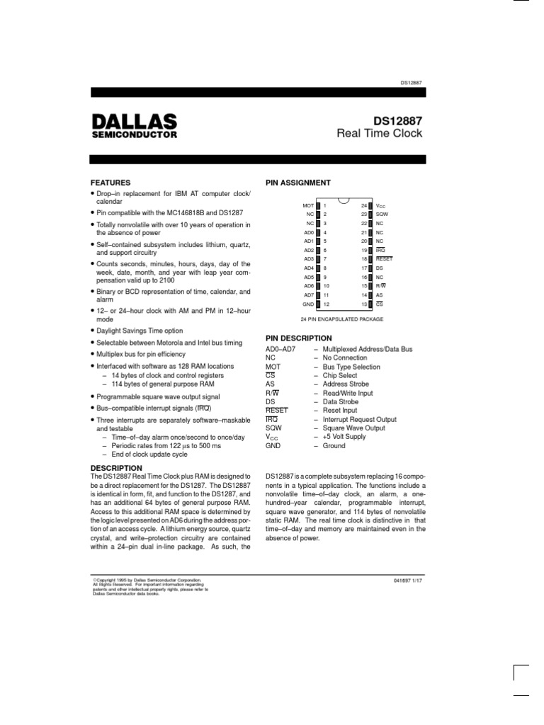 Datasheet DS12887 | PDF | Business