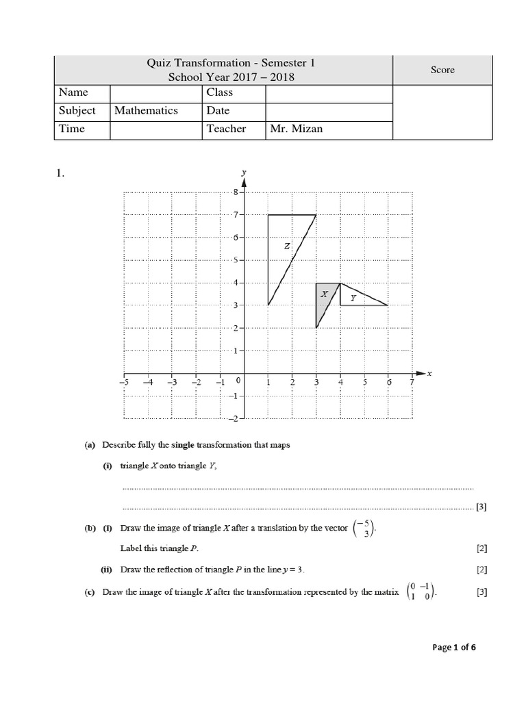 Worksheet Transformation For IGCSE | PDF