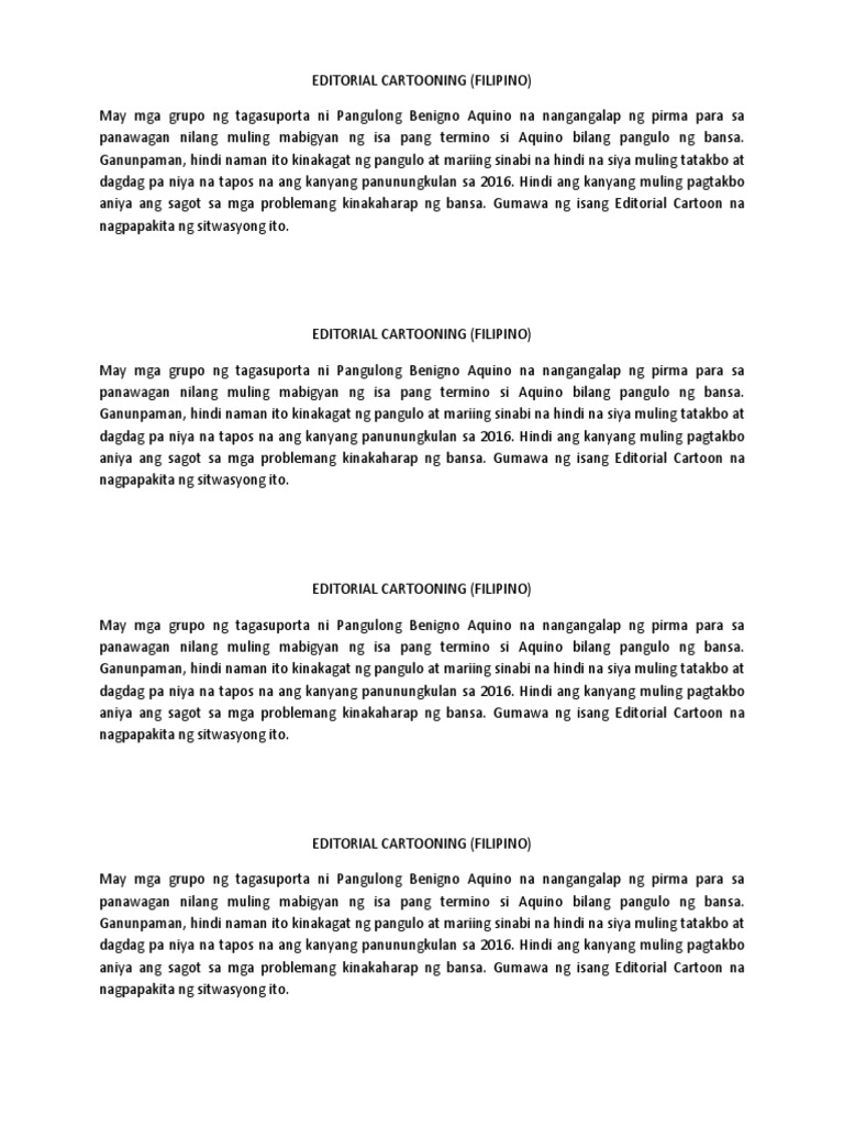 EDITORIAL CARTOONING Filipino | PDF