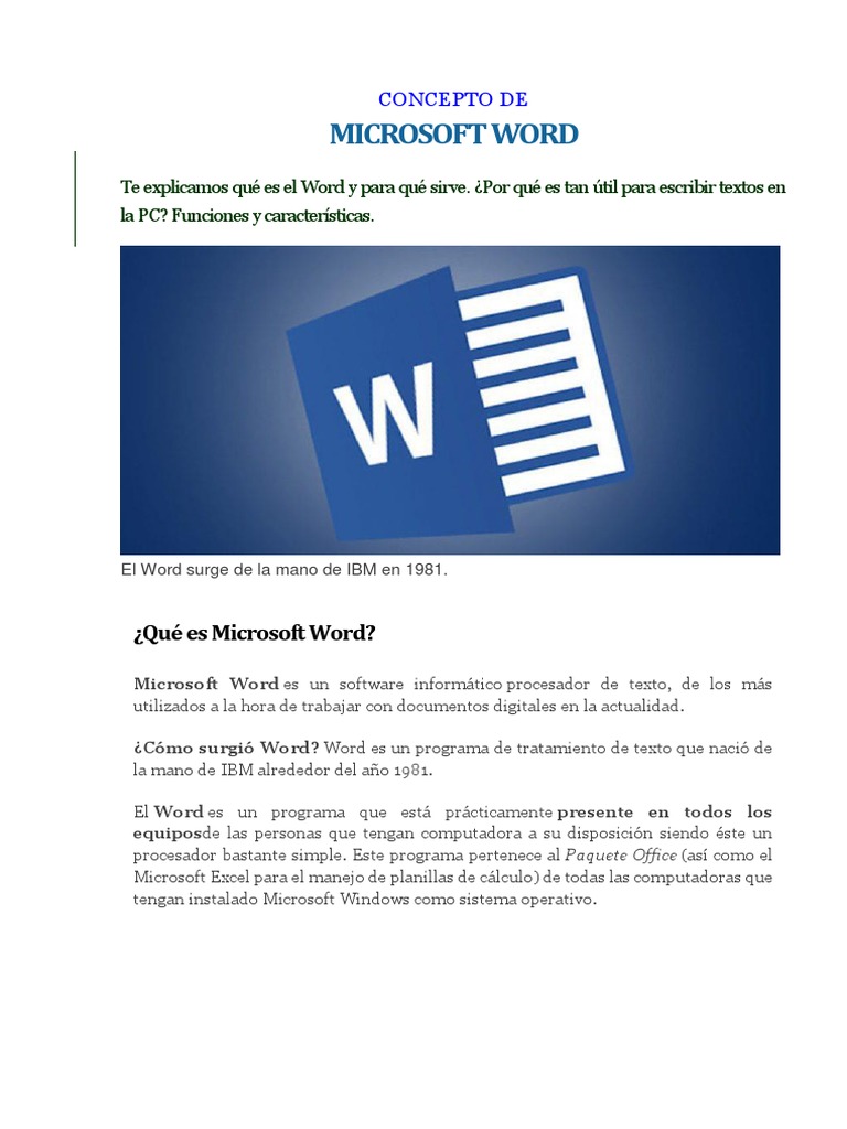 Concepto de Word | PDF | Microsoft Word | Microsoft Office