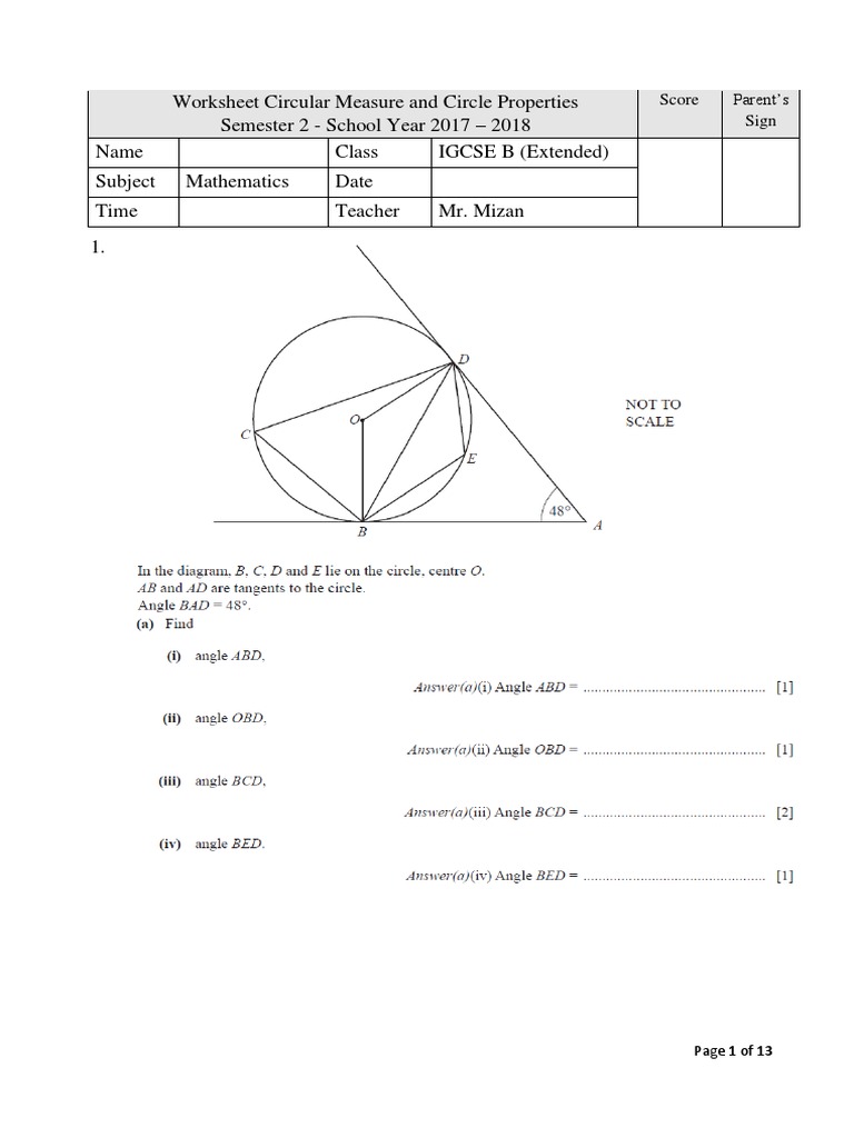 Worksheet Circular Measure Extended | PDF | Science & Mathematics