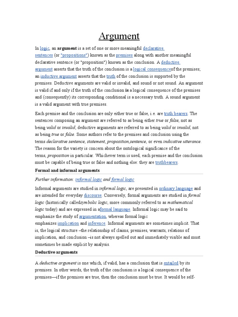 Argument | Argument | Logical Consequence
