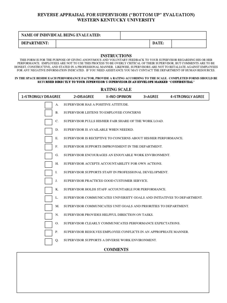 Supervisor Reverse Appraisal Form | PDF | Performance Appraisal ...