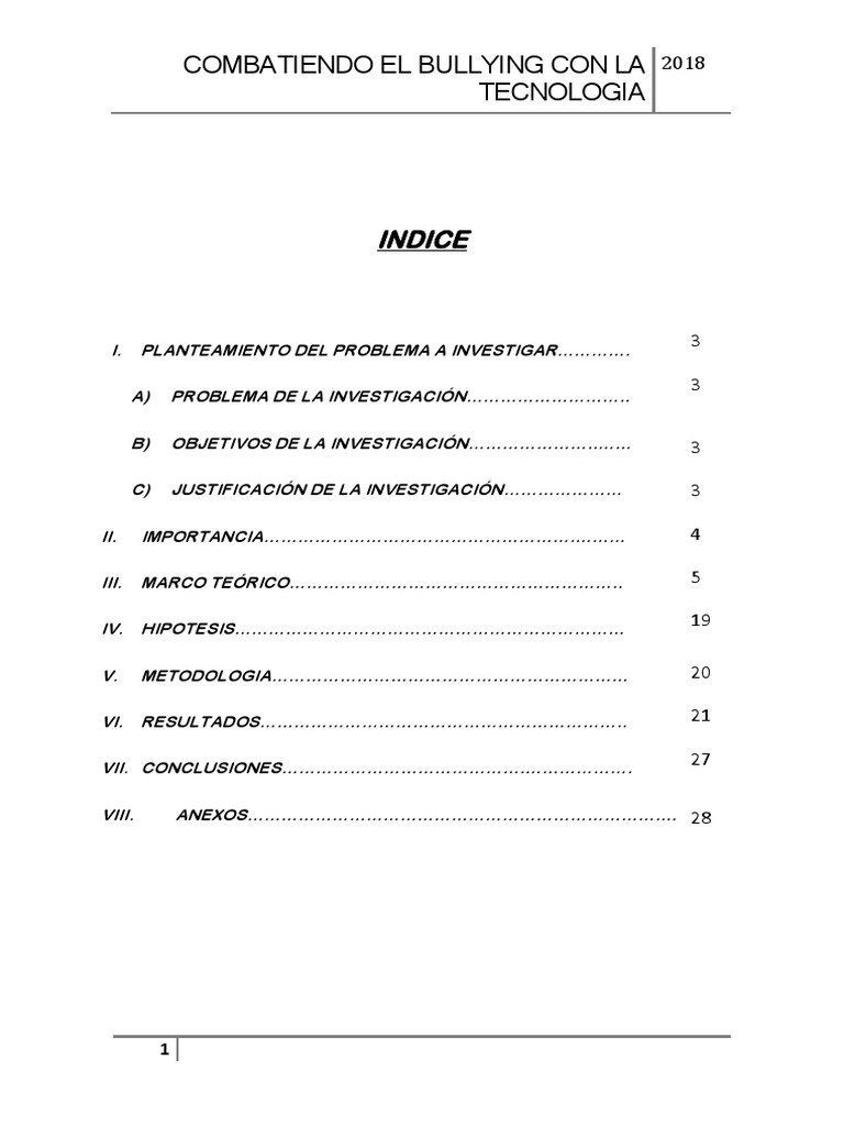 Proyecto El Bullying - Julio 2018 | PDF | Violencia | Conceptos ...