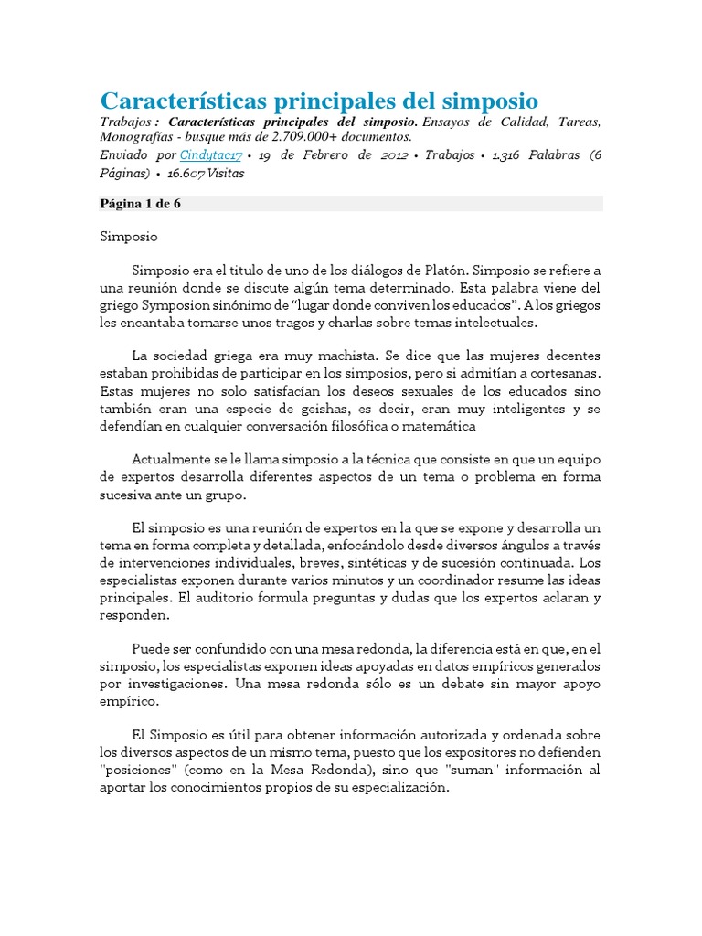 Características y elementos clave de los simposios y congresos como ...
