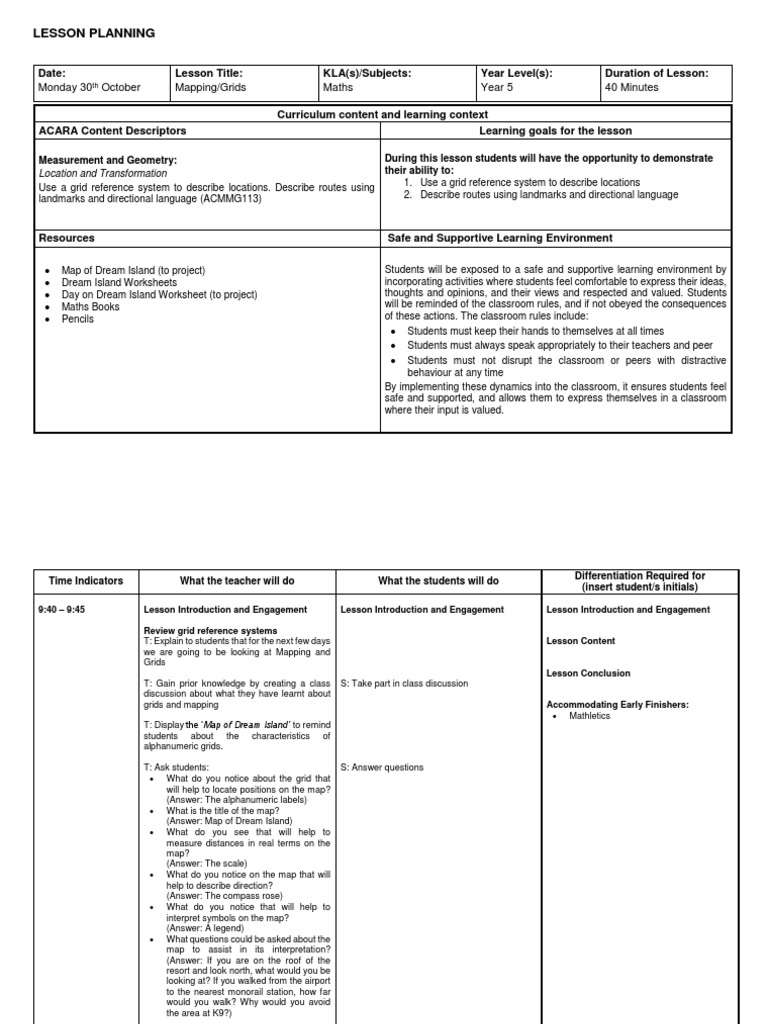 Lesson 13 - Maths Mapping 1 | PDF | Educational Assessment | Classroom