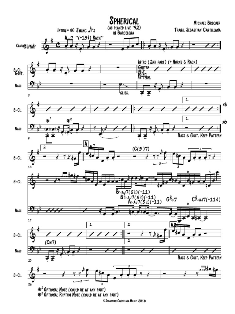 Spherical - Michael Brecker - Line in Eb | PDF | American Styles Of ...