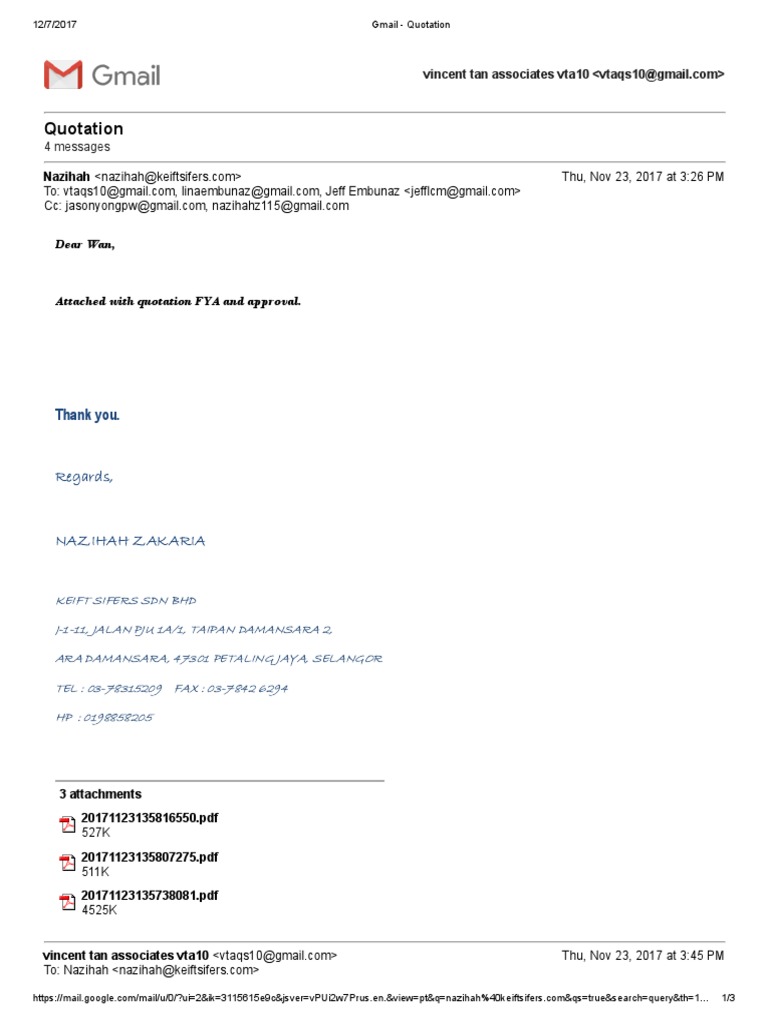 Gmail - Quotation | PDF | Email